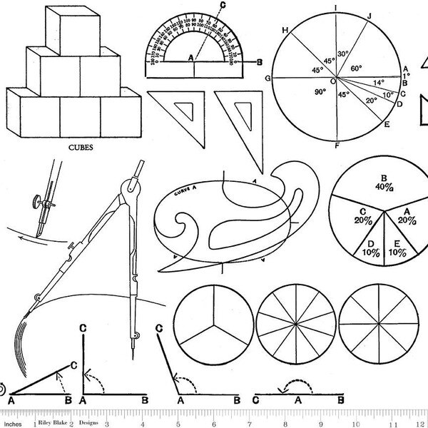Old School Math Graphs White | Riley Blake Designs Old School Math Graphs White | Riley Blake Designs